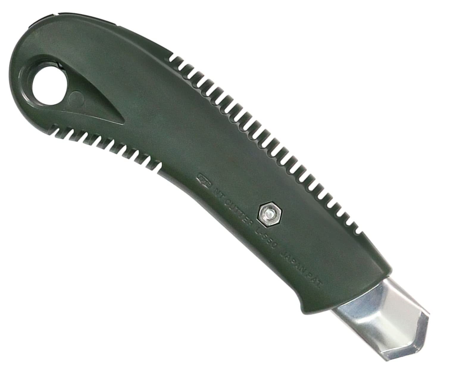 NT Cutter Heavy-Duty snap Off Blade Utility Knife with 0.6mm Extra Thick Blade, Screw-Lock System, Olive Green, 1 Knife (L5506P)