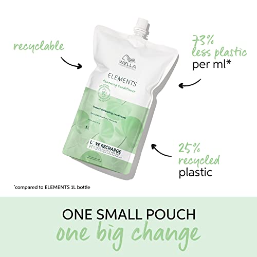 Wella Professionals Elements Gentle Renewing Conditioner| Gentle, Silicone-Free| Instant Detangling Conditioner| 1 Liter Pouch | 33.8 Fl Oz