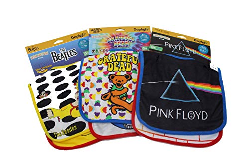 Grateful Dead, Pink Floyd and The Beatles Extra Soft Bibs 6 Piece Multi Pack