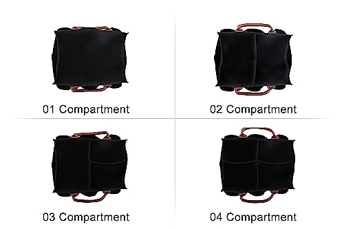 Mysa Felt Baby Diaper Caddy Car Organizer with Vegan Leather Handle for Diapers and Baby Wipes For Changing Table Nursery Storage Bin Basket, Baby Shower Gift Suitable For Indoor Outdoor (BLACK)