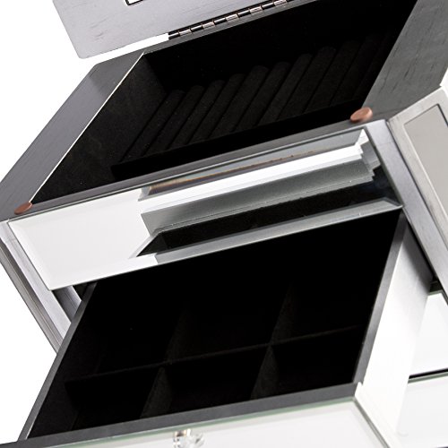 SEI Furniture Mirrored Jewelry Armoire Southern Enterprises Margaux MirroredArmoire, Silver, (AMZ2157SJ)
