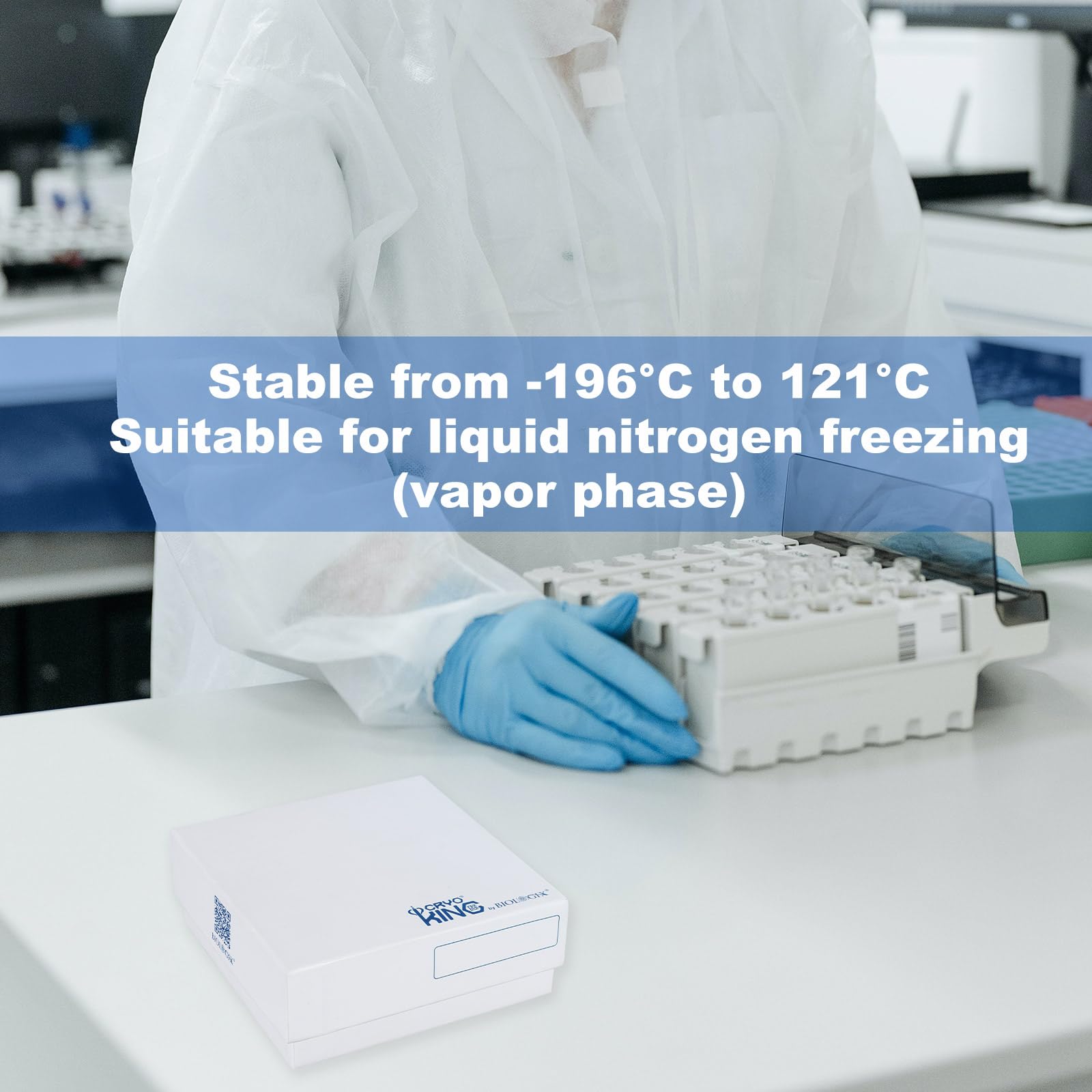 CryoKing Cardboard Cryogenic Lab Freezer Box 2 Inch Height 81-Well Microtube Storage Box, Plastic Coating Cryo Boxes, White Box, Pack of 5