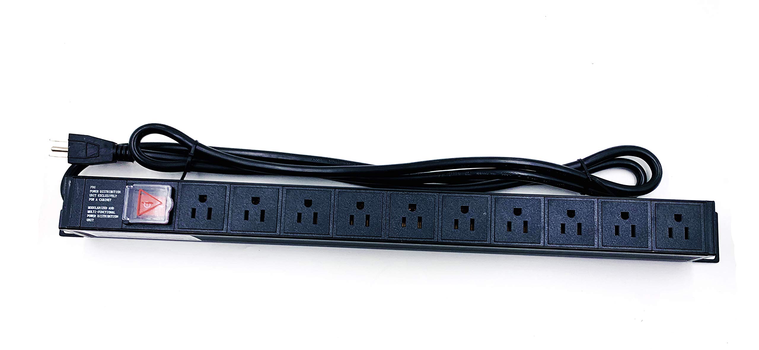 Raising Electronics 1U Rack Mount Distribution Power Unit-10 Outlet 15A PDU with Switch
