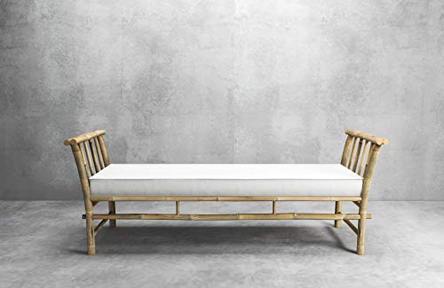 ZEW Handcrafted Natural Bamboo Entryway Bedroom Bench with Armrests Daybed Lounger with Detachable Mattress