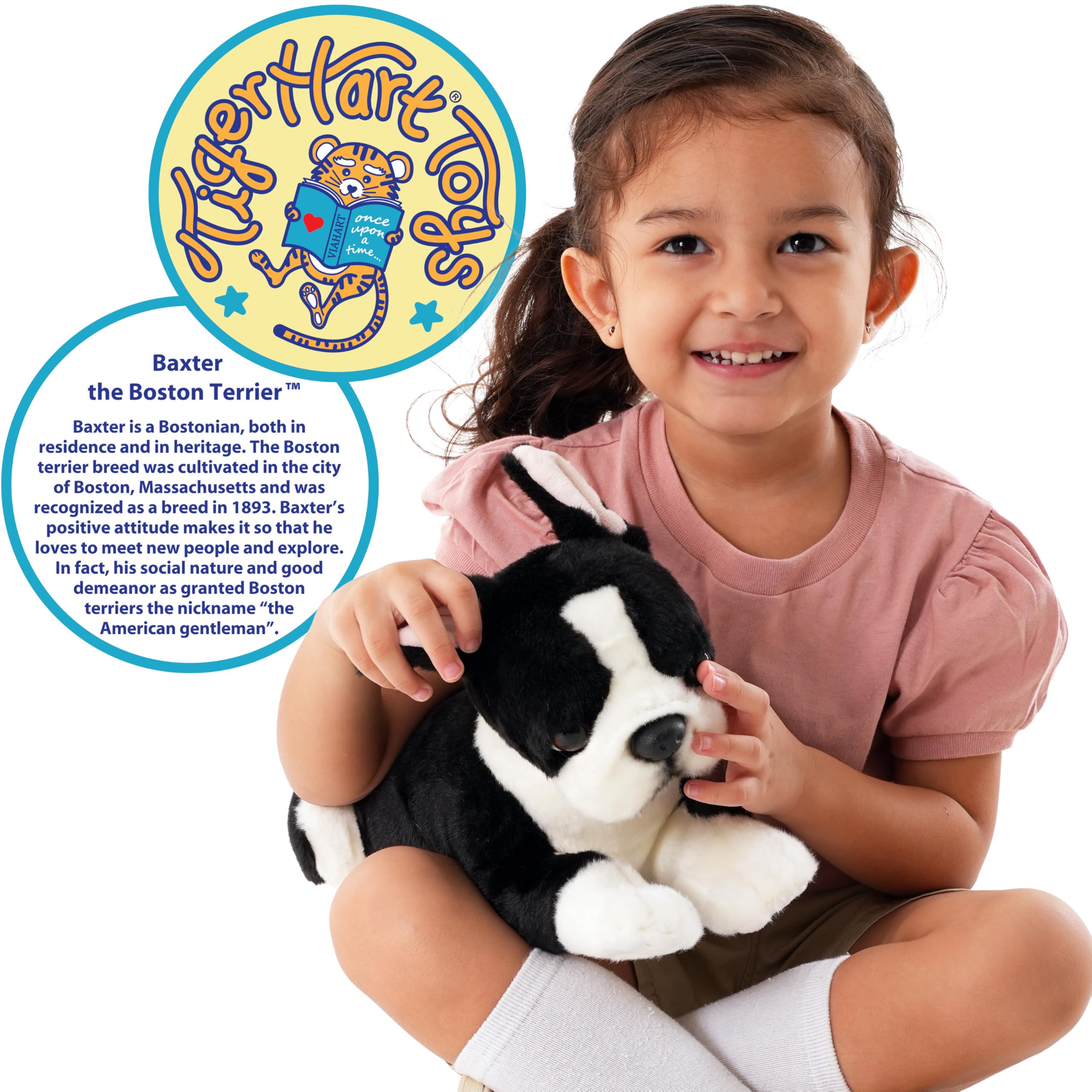 TigerHart Baxter The Boston Terrier - 12 Inch Stuffed Animal Plush Dog