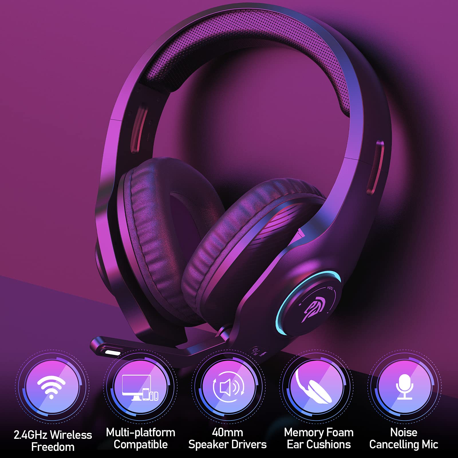 EasySMX USB Gaming Headset, PS5 Headset, 7.1 Surround Sound Stereo Gaming Headphones for PS4, PC Games, Over-Ear Gamer Headphones with (Brown-Black)