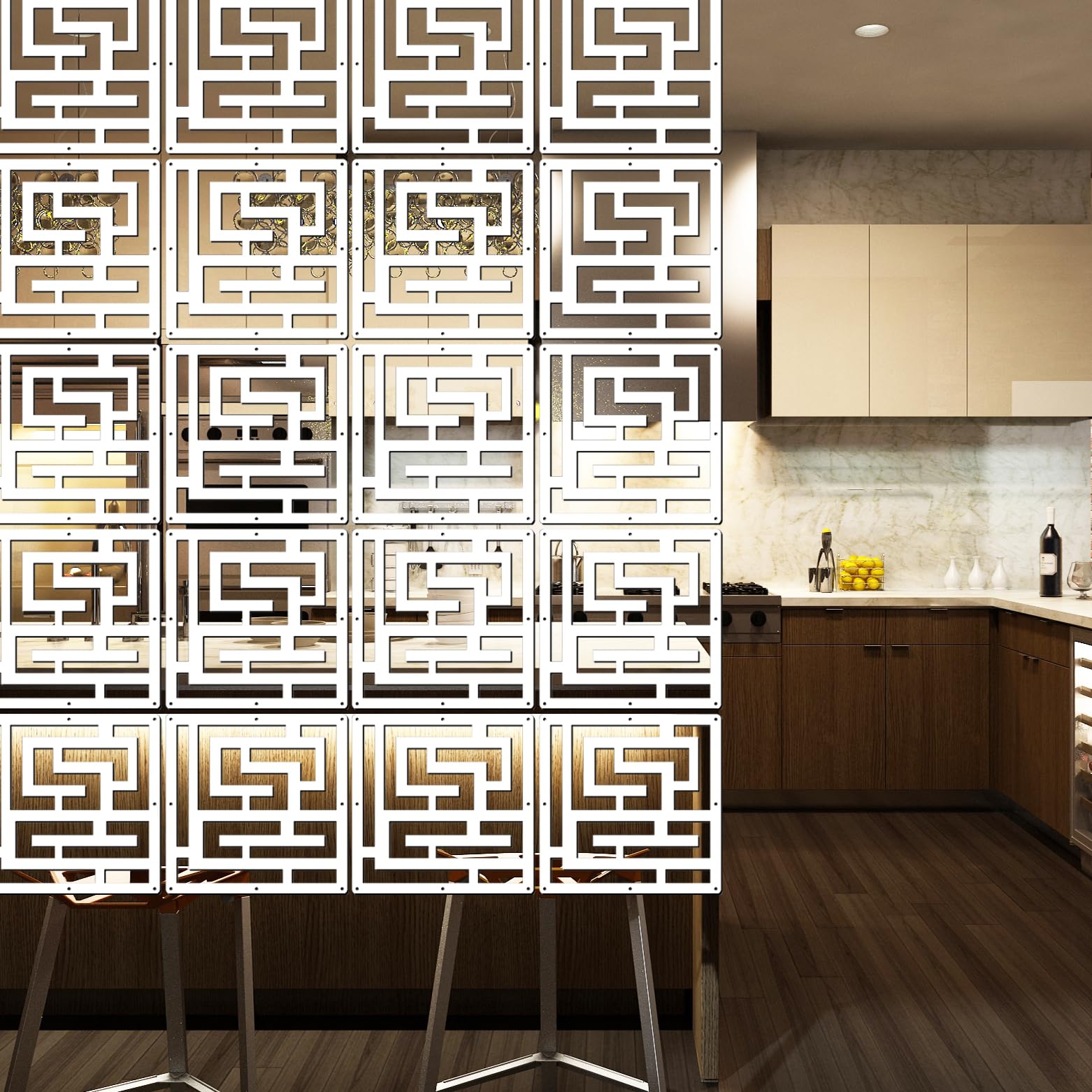 Lchen Hanging Room Divider Panel,10 Pieces Hanging Wall Divider Room Partition Wood-Plastic Thick Hanging Panel Screen Home Office Decoration(ML-S-10Panels)