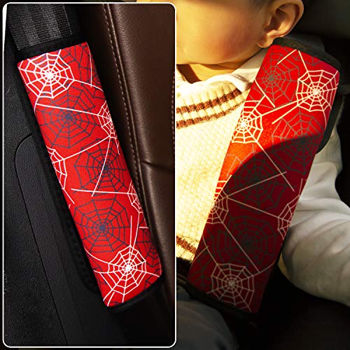 Spider Seat Belt Cover for Kids, Seat Belt Pad for Boys, Car Seat Straps Shoulder Pads for Kids, Kid's Seat Belt Cushion, Shoulder Strap Pad, 1 Piece(RED)