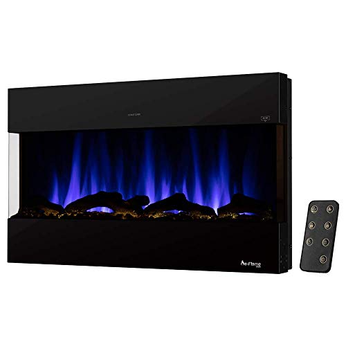 e-Flame USA Hampshire 36-inch Wall Mount/Wall Insert LED Electric Fireplace Heater with Timer - Realistic 3-D Logs and Fire Effect