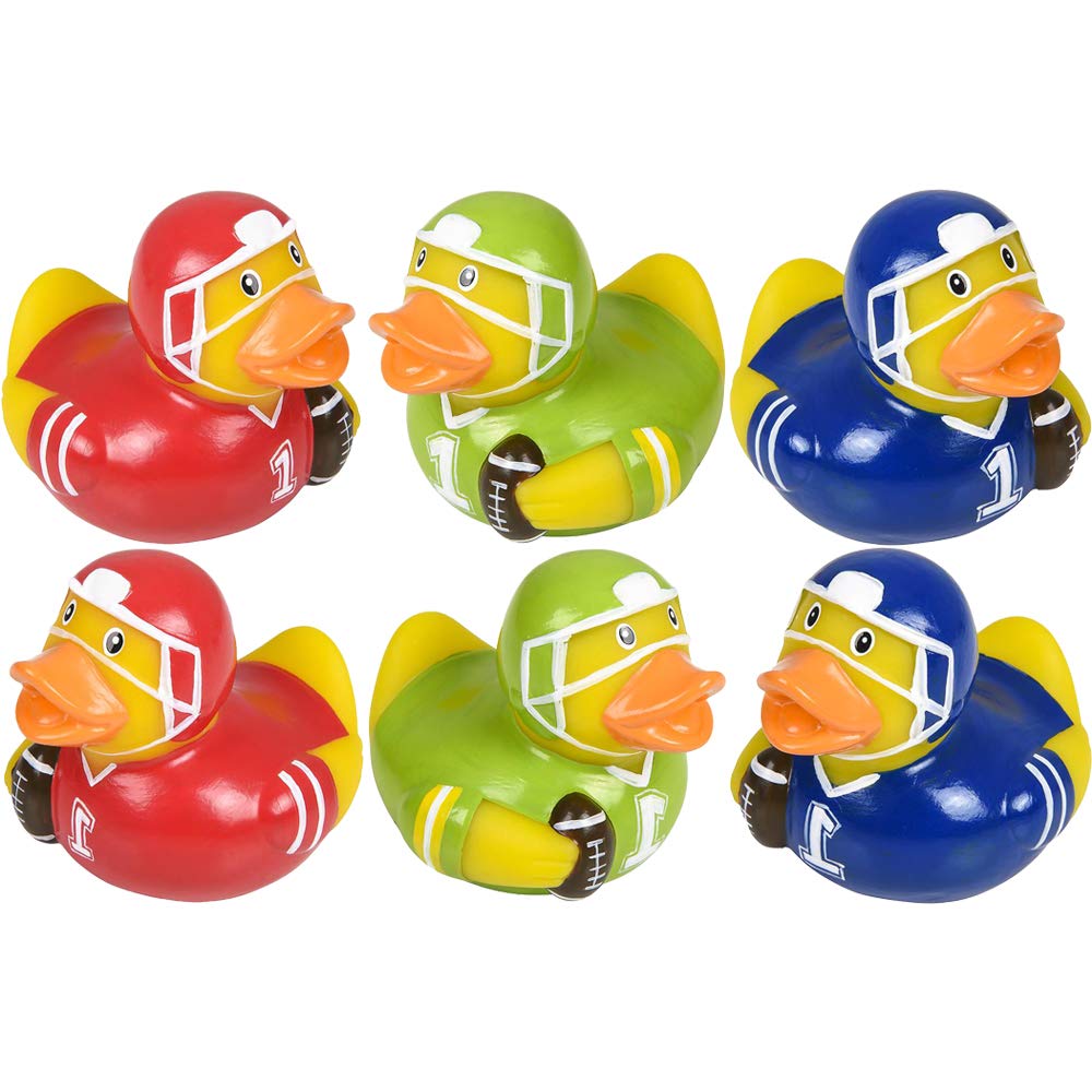 Football Rubber Duck Toy Duckies for Kids, Bath Birthday Gifts Baby Showers Summer Beach and Pool Activity, 2" (6-Pack)