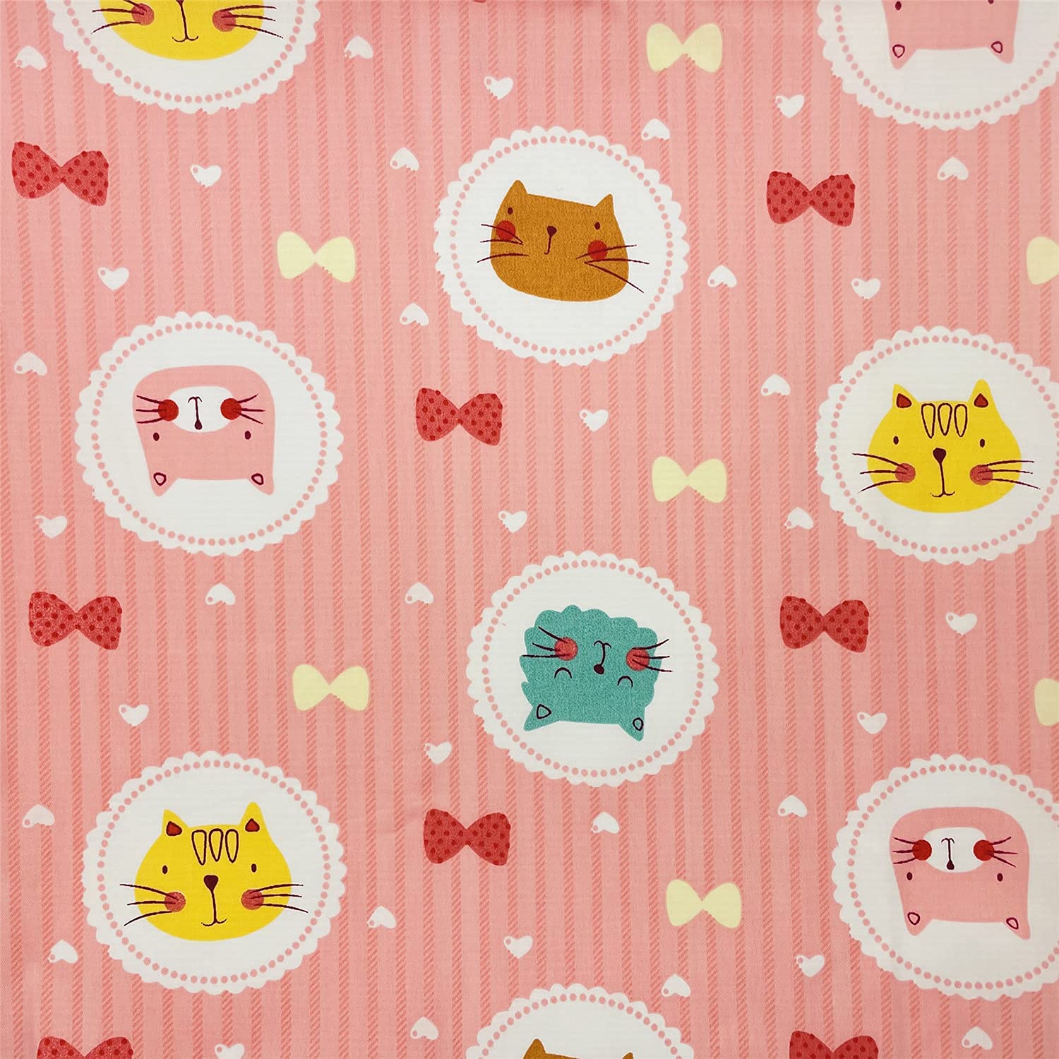 Cat Fabric Fat Quarters Bundles Cute Animal Pattern Cotton Quilting Fabric for Sewing Crafting 18" x 22" (7pcs) SZRUIZFZ