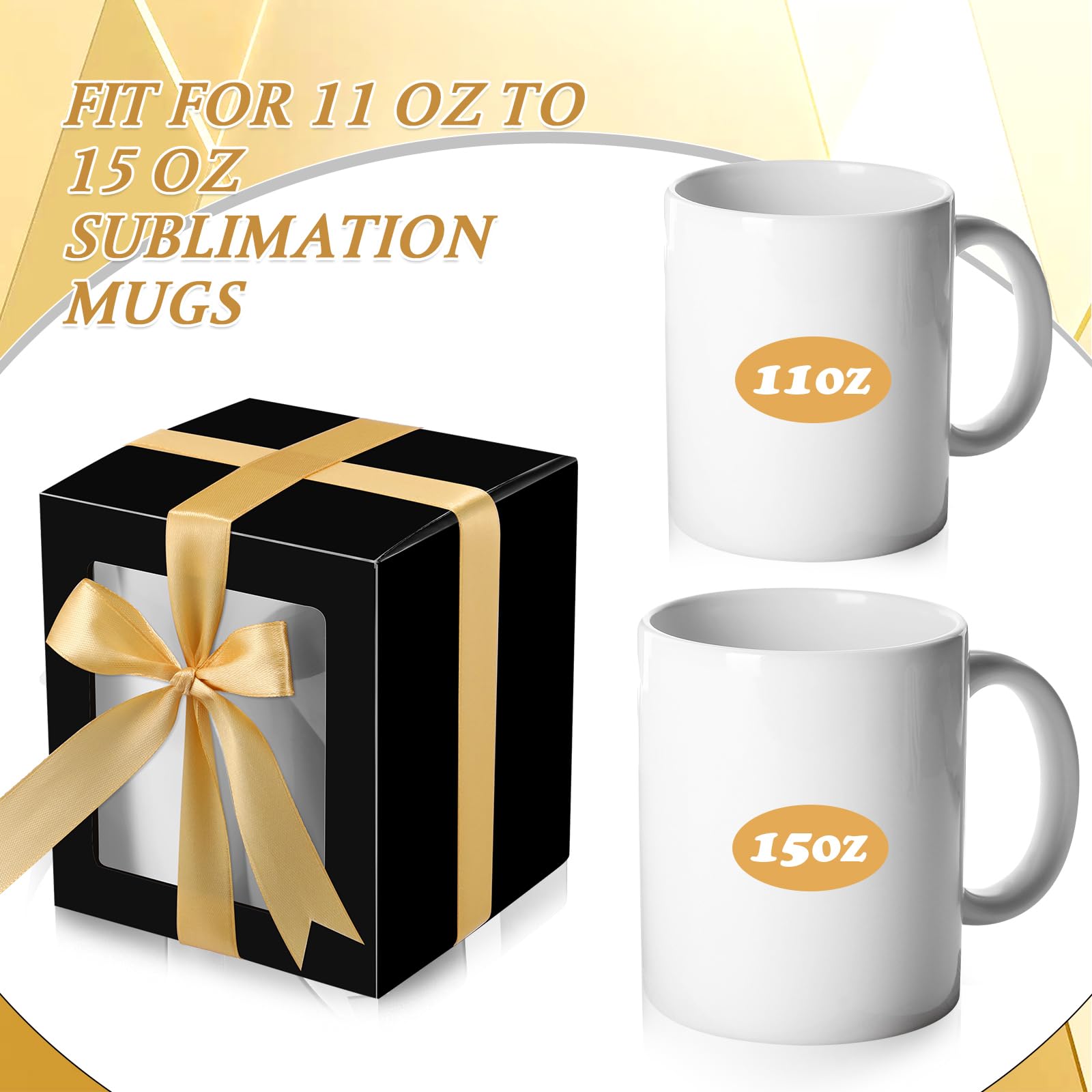 Ctosree 50 Pcs Gift Boxes for Sublimation Mugs, Mug Boxes for Shipping Exhibition Boxes for 11oz, 12oz, 15oz Sublimation Mugs Blank Mug Box Cups Gift Wrapping (Black)