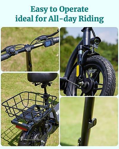 Gotrax FLEX ULTRA Electric Scooter with Seat for Adult Commuter,25 Miles Range&20Mph Power by 500W Motor, Folding Scooter with 14" Pneumatic Tire&Comfortable Wider Deck, E-Bike with Carry Basket Black