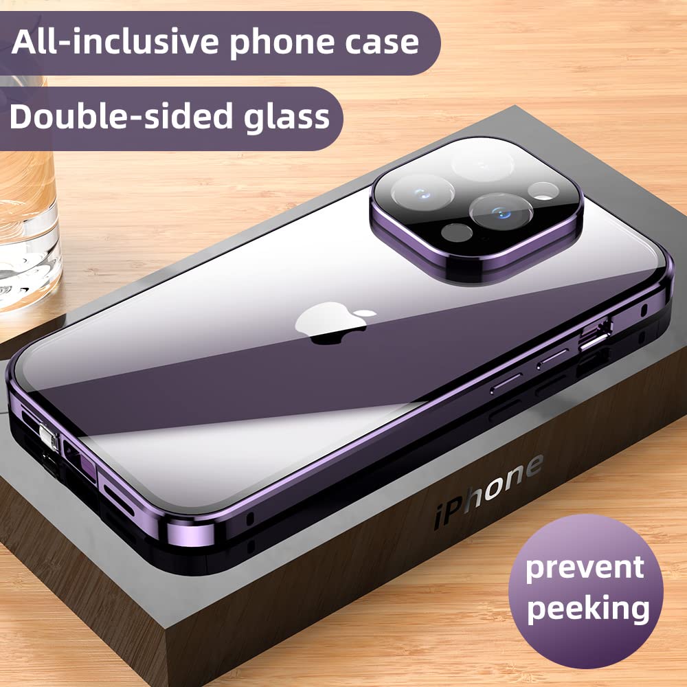 Anti-Peeping iPhone SE 2020, iPhone 8 iPhone 7 360° Full Body Case ,Clear Double Sided Tempered Glass [Magnetic Adsorption] Metal Bumper Protection Privacy Cover Anti-Spy (Black, iPhone7/8/SE(2020))