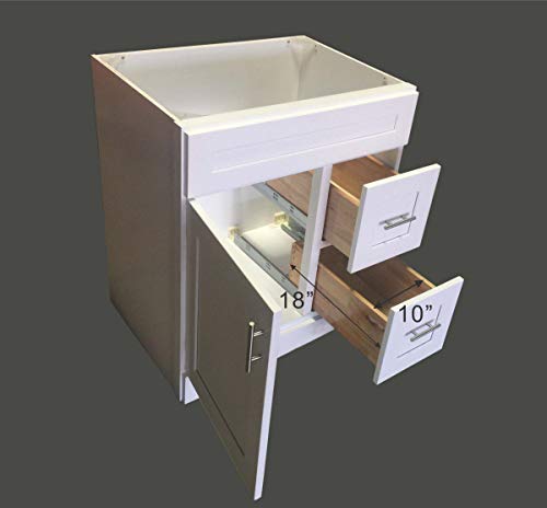 Green Leaf New White Shaker Single-Sink Bathroom Vanity Base Cabinet 30" Wide x 21" Deep WS-V3021DLR