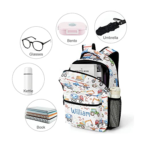 Eiis Construction Tractor Excavator Personalized School Backpack for Kid-Boy /Girl Primary Daypack Travel Bookbag, P22889, One Size