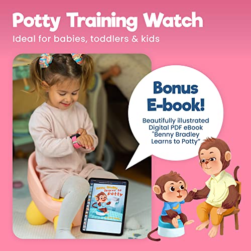 Potty Training Watch for Kids V2 β A Water Resistant Potty Reminder Device for Boys and Girls to Train Your Toddler with Fun/Musical and Vibration Interval Reminders with Potty Training eBook (Pink)