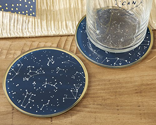Kate Aspen Under the Stars Coaster Set, Navy/Gold/White