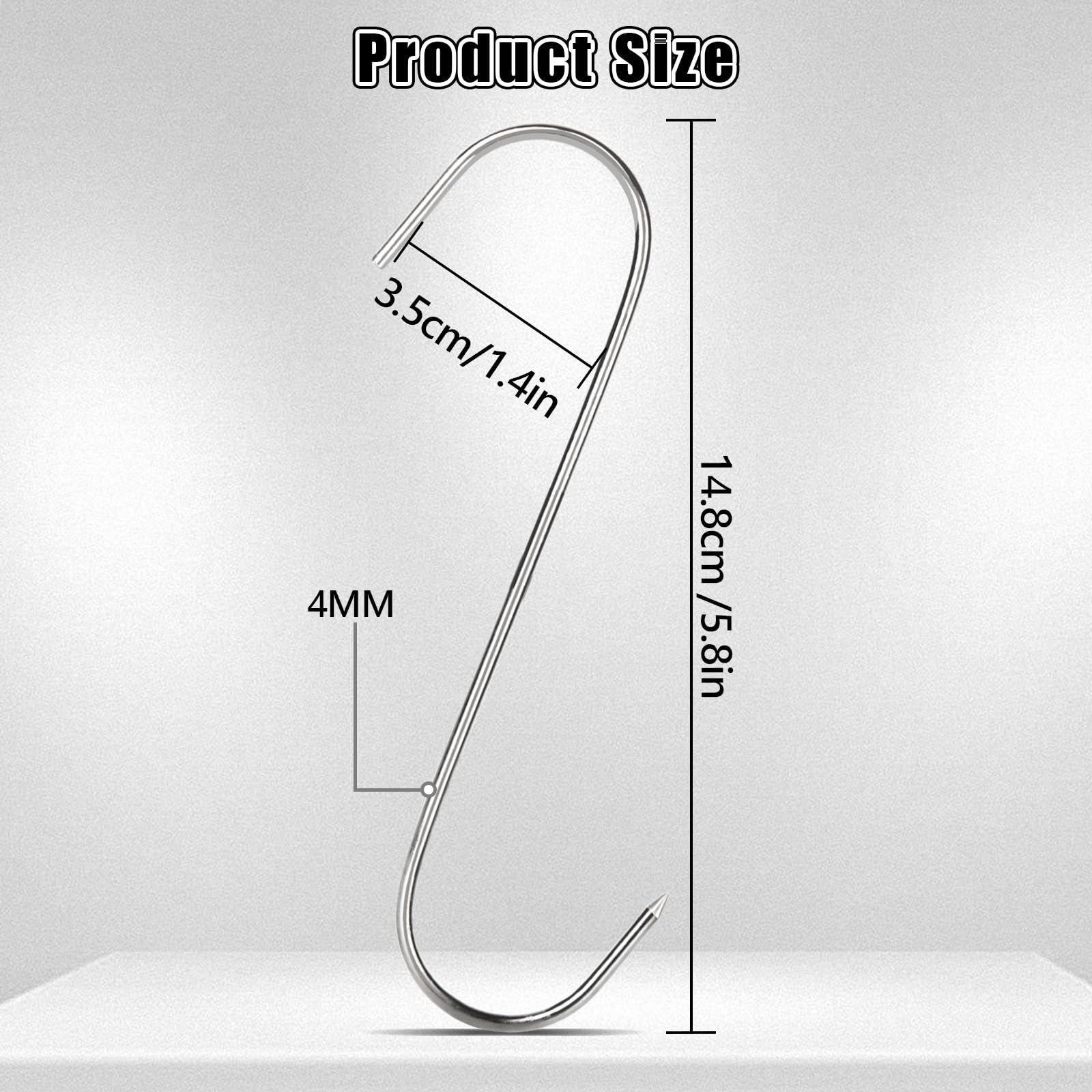 LANIAKEA 40PCS Meat Hook, 5.9'' Stainless Steel Meat Hooks Meat Hanging Hooks, Heavy Duty S Hooks Meat Hooks for Butchering, Smoker, Pig, Chicken, Fish, Beef, Poultry