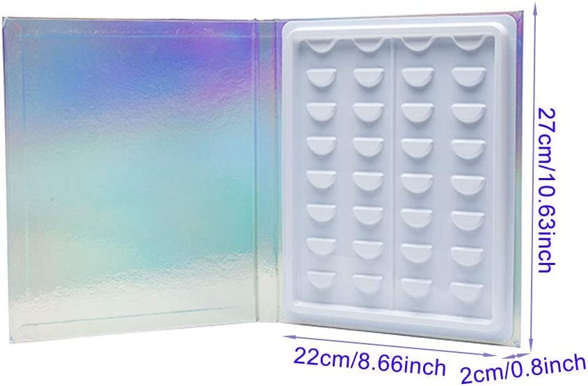 beiyoule Empty Eyelash Storage Book, Glitter Lash Sample Protective Case False Eyelash Display Box can Holds 16 Pairs False Eyelashes, Birthday or Xmas Gift for Girls Makeup Lovers (Silver)