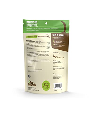 Pet Naturals Hairball for Cats with Omega 3, Chicken Flavor, 30 Chews - Can Help Eliminate Hairballs and Manage Excess Shedding - No Corn or Wheat