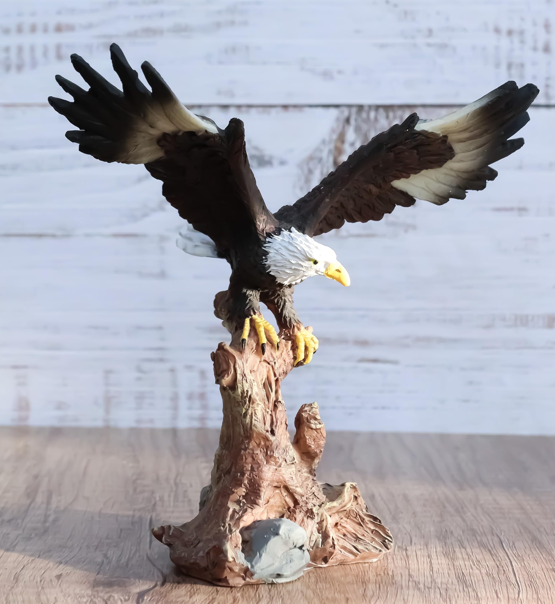 Ebros 7" Tall Bald Eagle Descending On Tree Branch Decorative Figurine As Patriotic Home And Office Decor Perching Eagles Wings Of Glory American Emblem Freedom Statues And Figurines