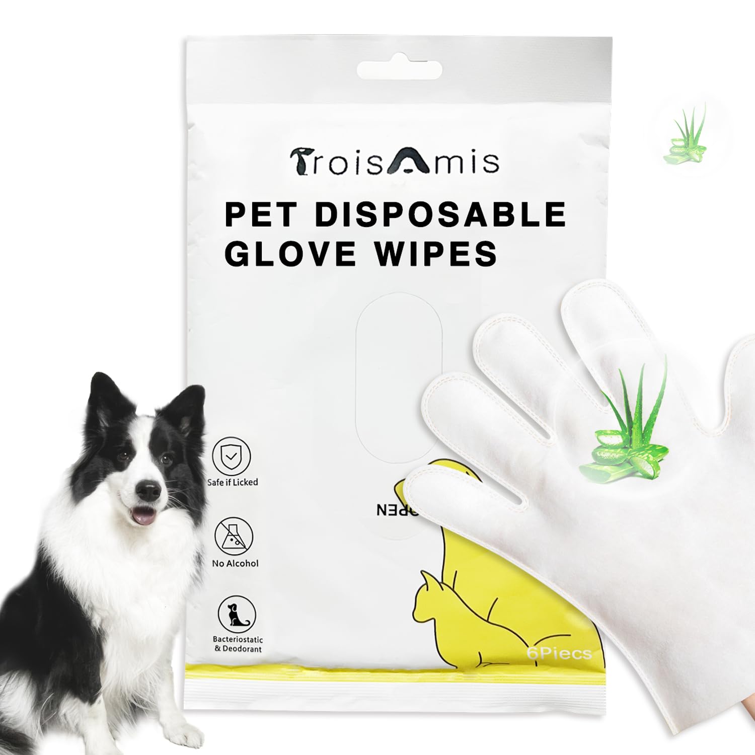 Dog Wipes Cleaning,Aloe Nourish Pet Wipes Gloves,Dry Wash Shower Wipes Grooming for Dogs Cats Puppy, Ears Face Paws Butt Cleaning Gloves