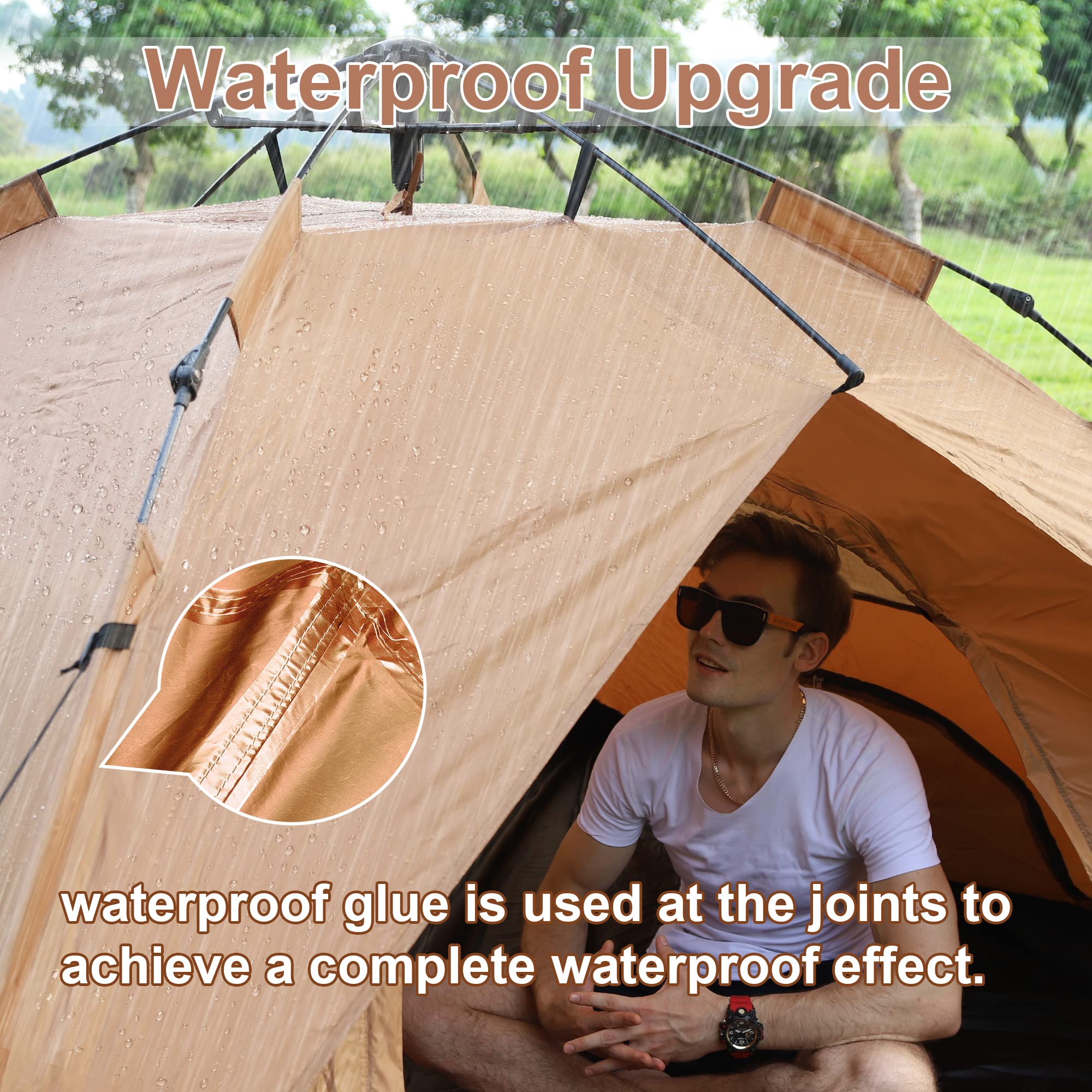 BEZESD Pop Up Tents for Camping, 2-4 pepole Automatic Instant Camping Tents Double-Layer Waterproof Sun Shelter Portable Tent with Carrying Bag for Camping Hiking Mountaineering