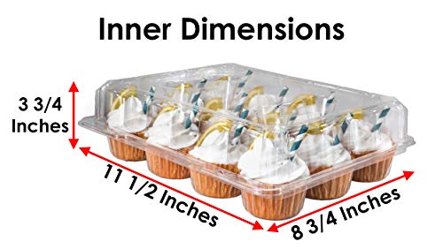 Katgely Cupcake Containers 12 Count (pack of 100), Clear Plastic Cupcake Boxes 12 Count, Deep Dome, Stackable, Disposable & BPA-Free