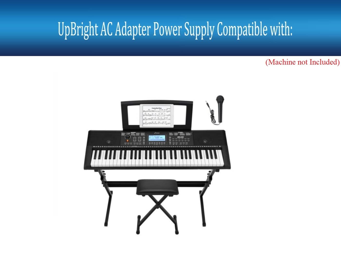 UpBright 9V AC/DC Adapter Compatible with Donner DEK-610 DEK610 Keyboard Piano Beginner 61 Key Electronic Portable Full Size Keyboard 9VDC 1A Switching Power Supply Cord Cable PS Battery Charger PSU
