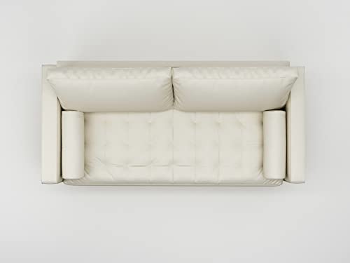 SILKIR 3-Person Sofa Couch for Living Room | Perfect for: Apartment/Studio/Office & Small Space | Poly Fabric | Fast and Easy Assembly Modern Contemporary Mid-Century, Faux Leather, White