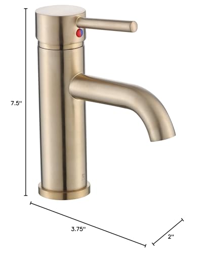 Derengge Single Lever Bathroom Faucet,Single Hole Bathroom Sink Faucet,Brushed Gold Lavatory Faucet,F-509-CS