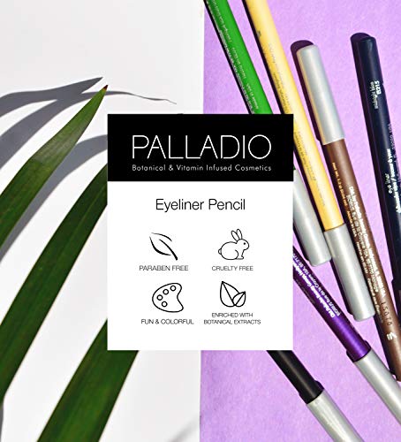 Palladio Wooden Eyeliner Pencil, Thin Pencil Shape, Easy Application, Firm yet Smooth Formula, Perfectly Outlined Eyes, Contour and Line, Long Lasting, Rich Pigment, Black