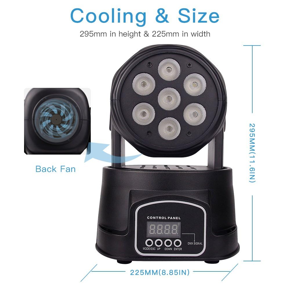 BETOPPER DJ Lights Moving Head, 7x8W RGBW DJ Lights, Sound Activated/DMX Lighting, Moving Head Lights for Stage, Party, Live, DJ, Bar, Disco Lighting (2 Packs)