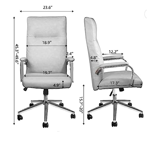 Office Chair Ergonomic Desk Chair,Swivel Computer Desk Chair with Adjustable Height and Wheels,High Back Leather Executive Chair with Lumbar Support,Grey