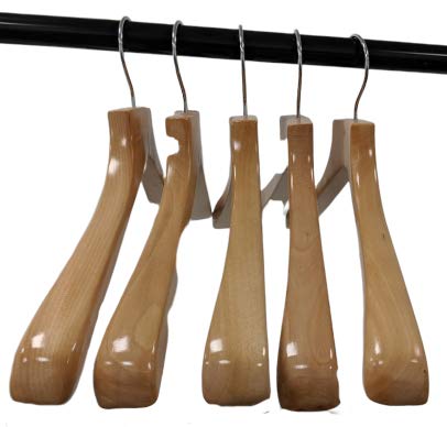 Natural Finish Deluxe Coat Hanger (Set of 5)