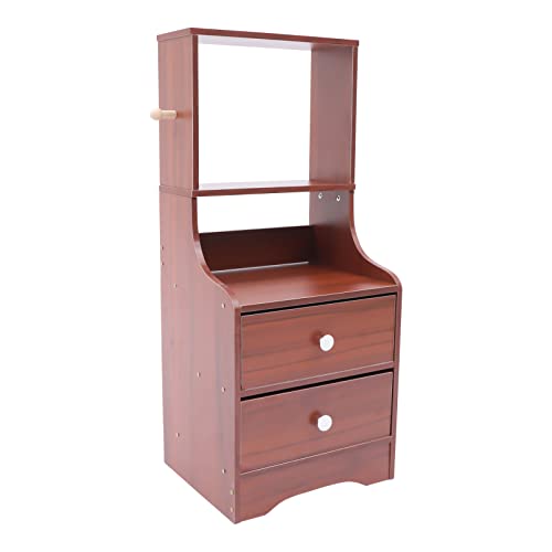 Eapmic 2 Drawers Dresser with Top Cabinet Storage, Nightstand End Bedside Table Storage Cabinet Chest of Drawers with Open Shelf, Wide Storage Space for Home Office,White (2 Drawers,Brown)