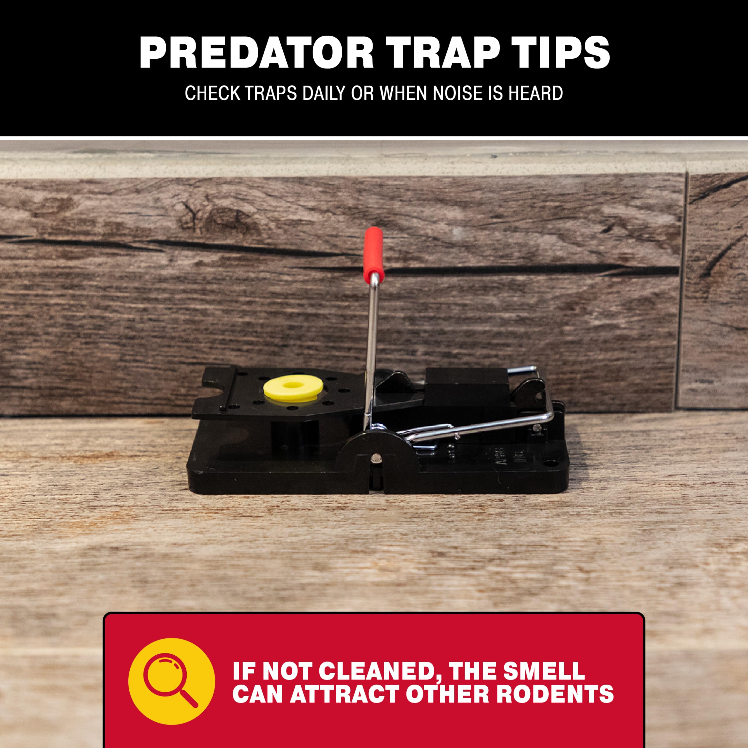 Catchmaster Predator Snap Mouse Trap 6Pk, Humane Mouse Traps Indoor for Home, Reusable Rodent Killer with Attractant, House Critter Catcher with Mouse Bait, Pet Safe Pest Control for Garage & Basement