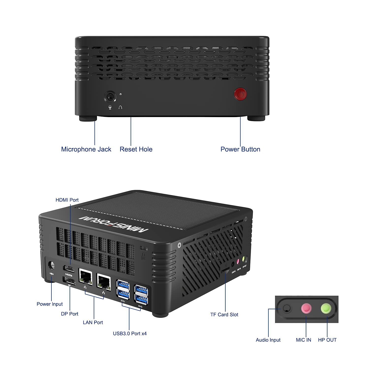 MINISFORUM Elitemini X500 Mini PC AMD Ryzen 7 5700G Desktop Computer, DDR4 16G RAM+512G SSD, HDMI/DP 4K@60Hz Output, 2X RJ45 Port, 4X USB3.1 Port, BT5.1, Radeon Graphics Tower PC