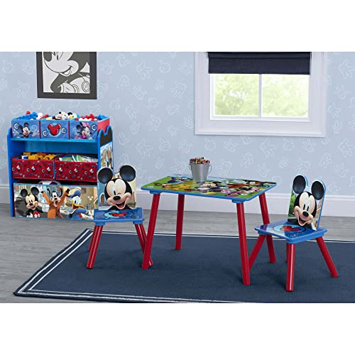 PZCXBFH Mickey Mouse 4-Piece Toddler Playroom– Set Includes Table and 2 Chairs and 6 Boxes of Toy Storage