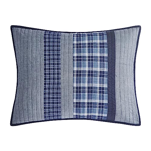 Nautica Home | Adleson Collection | 100% Cotton Reversible and Light-Weight Quilt Bedspread, Pre-Washed for Extra Comfort, Easy Care Machine Washable, Twin, Blue/Grey