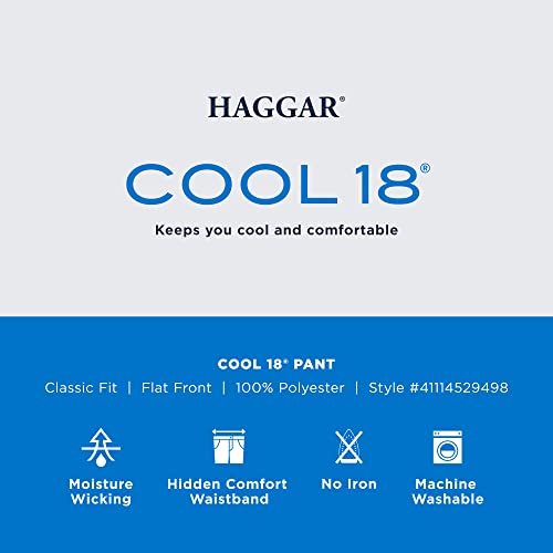 Haggar mens Cool 18 Stria Hidden Expandable Waistband Plain Front dress pants, Black, 38W x 30L US