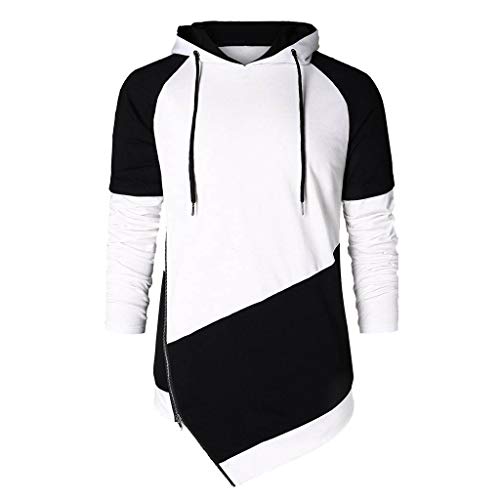 Hoodies for Men Thenlian Man Autumn Spring Patchwork Long Sleeve Hoodies Sweatshirt Blouse Shirt(Black, XL)