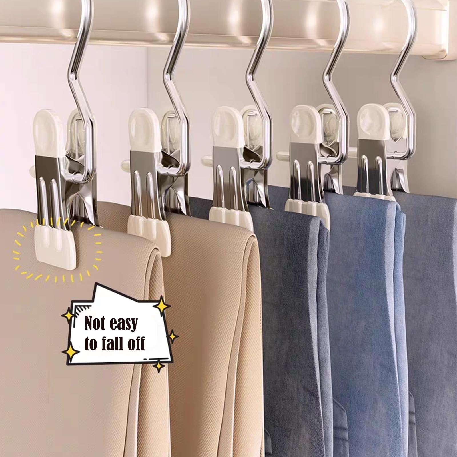 Boot Hangers for Closet, 18 PCS Hanging Clips Hook Clothes Pins for Laundry, Hanger Clips Towel Clips Boot Organizer for Home and Travel, Stainless Steel Hanging Hold Clips