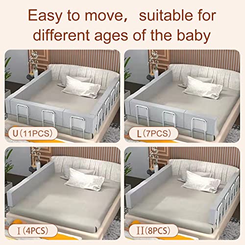 OCBAiLi Bed Rail for Toddlers, 1PC Upgrade Reinforced Bed Guard Rail for Adults, Kids, Twin, Free Combination Children Bed Rail Guard for Full-Size Mattress, Strong Iron Support, Not Falling (Gray)