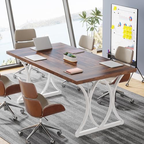 LITTLE TREE 63 β Dx31βW x 30β H Executive Desk, Farmhouse Large Computer Home Office Desk, Small Conference Room Table for 4-6 Person
