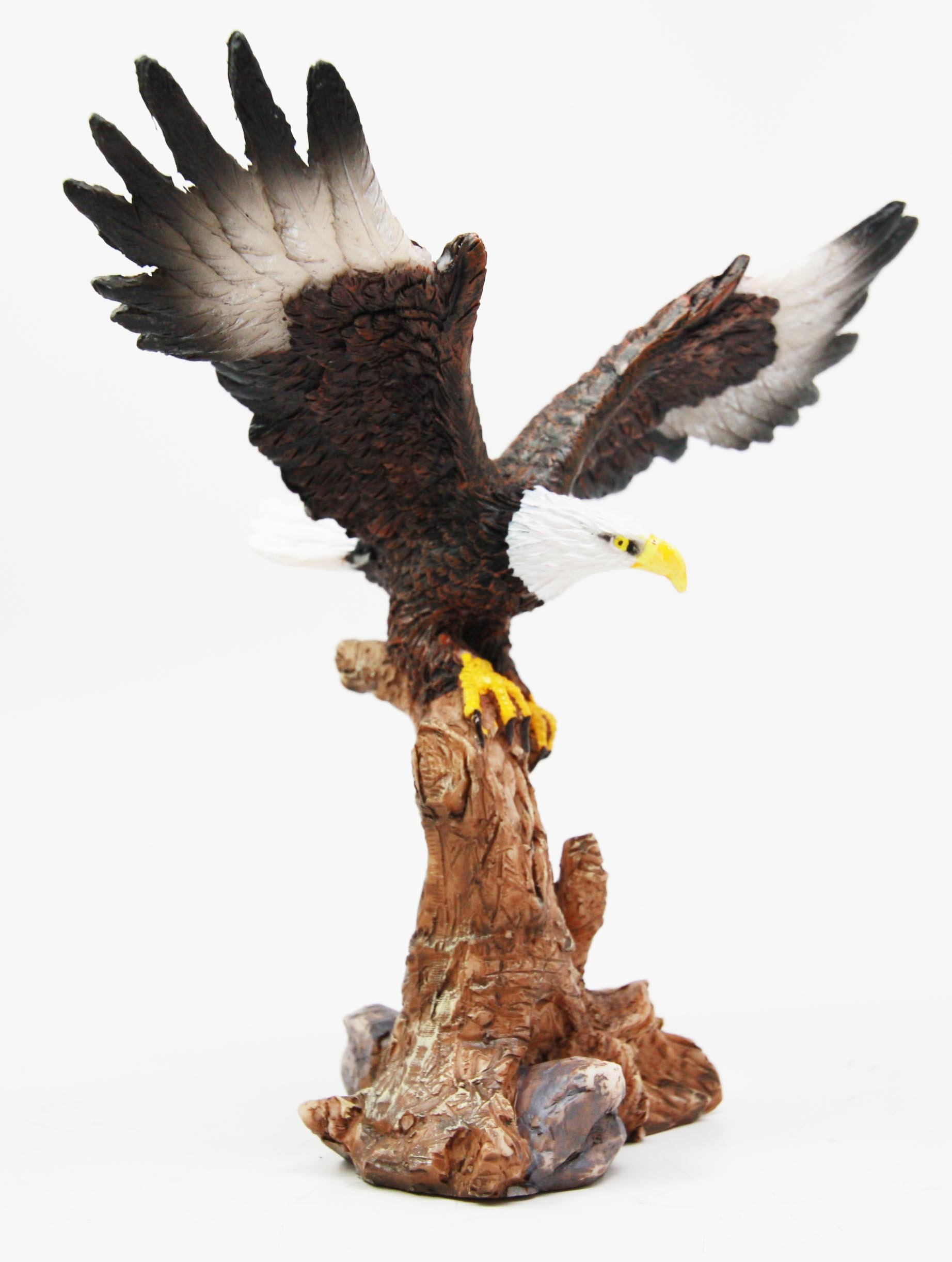 Ebros 7" Tall Bald Eagle Descending On Tree Branch Decorative Figurine As Patriotic Home And Office Decor Perching Eagles Wings Of Glory American Emblem Freedom Statues And Figurines