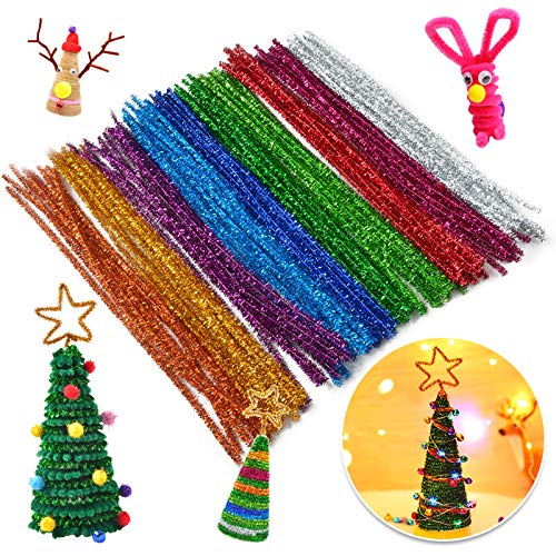 Hosfairy 200Pcs Pipe Cleaners Chenille Stems for Christmas Tree DIY, Art Creative Crafts Decorations (Color Mixing)