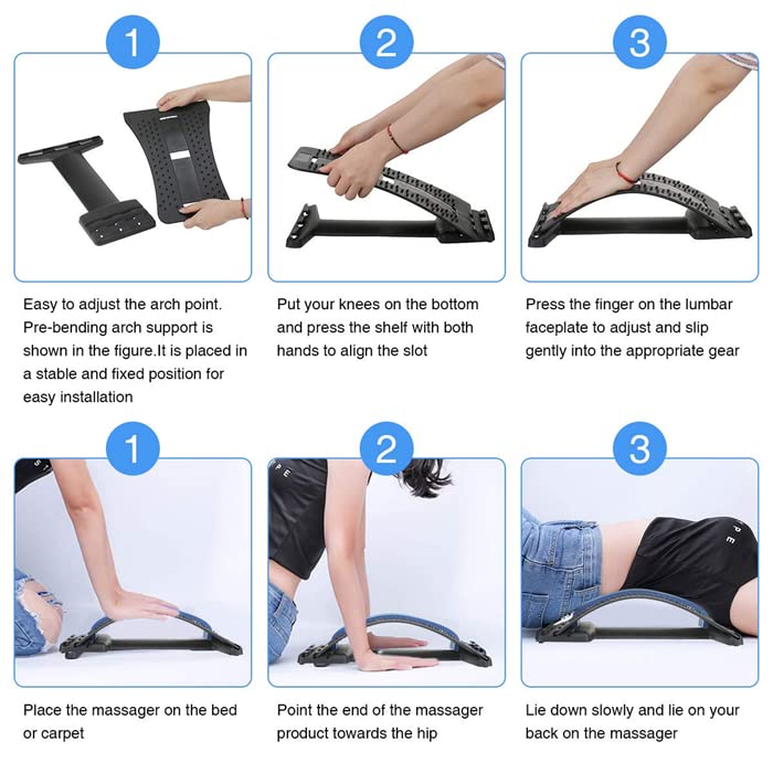 Back Stretcher, Spine Board, Back Cracker, Adjustable Multi-Level Lower Back Stretcher, Lower Back Pain Relief Device with Magnet Acupoints, Back Muscle Pain Relief for Sciatica, Herniated Disc