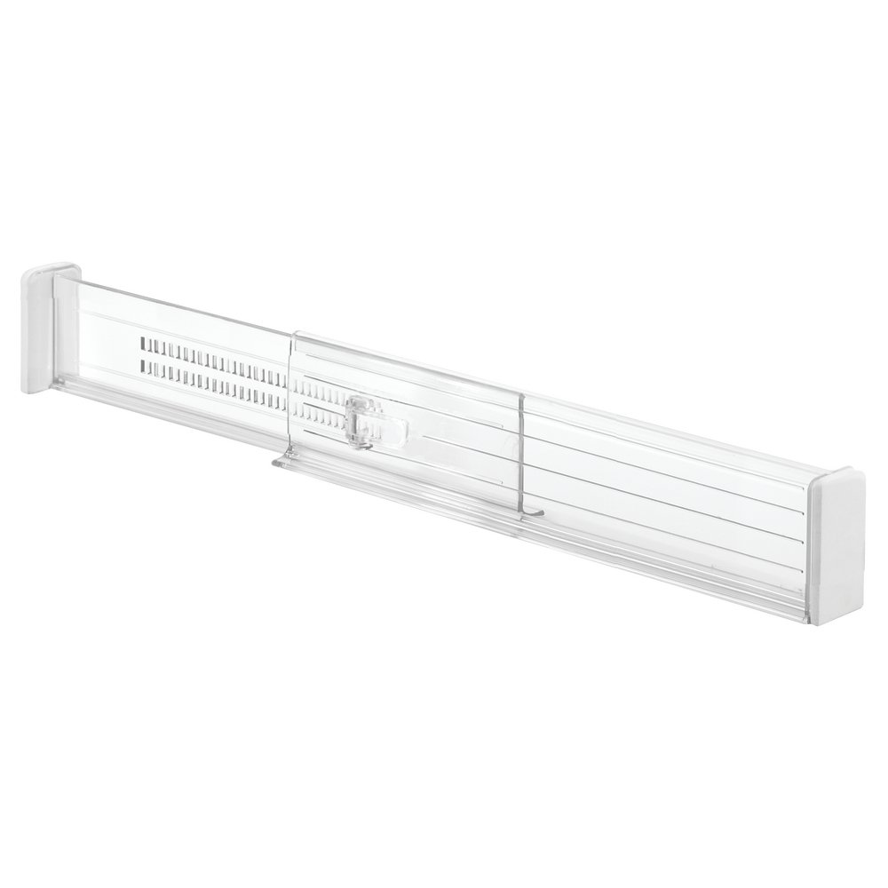 iDesign Drawer Dividers, Deep Adjustable Organiser System Made of Durable Plastic, Set of 2 Drawer Inserts for Wardrobe, Clear, 62420EU